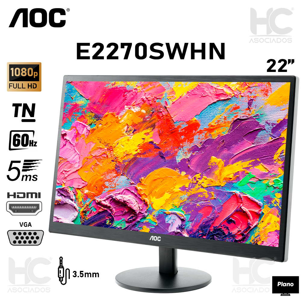 MONITOR AOC 22" E2270SWHN TN 21.5" FHD 1920x1080 HDMI/VGA/60Hz ...