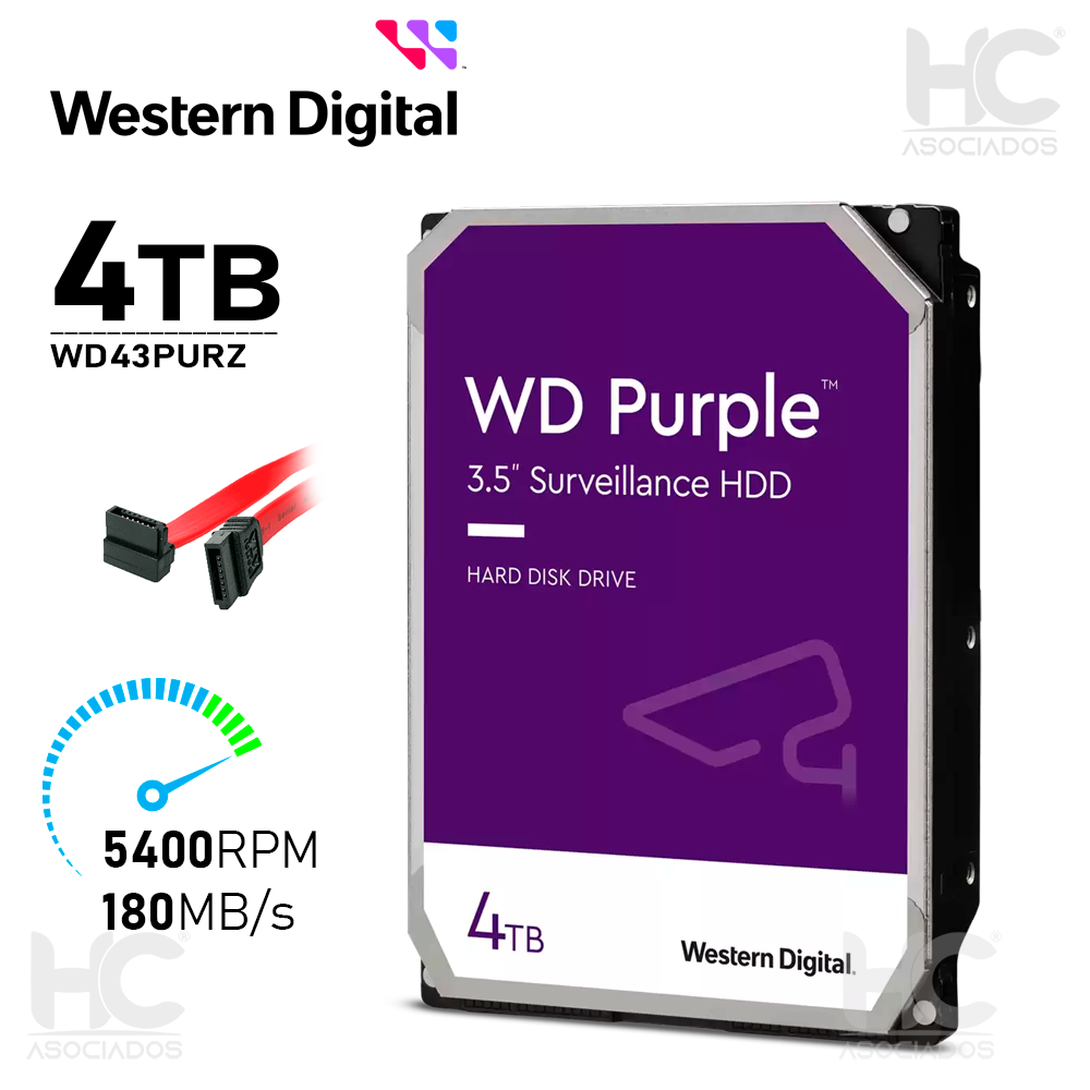 HDD PC WESTERN DIGITAL 4TB (WD43PURZ) 3.5" / SATA 6.0 Gb/s / 256MB ...