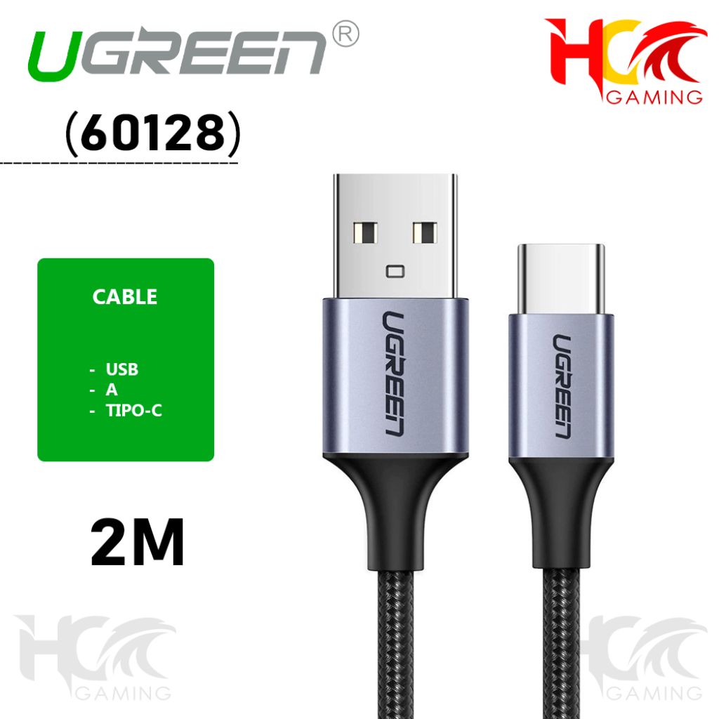 CABLE CONECTOR UGREEN (60128) USB A TIPO-C / MALLA / 2M / BLACK - Periféricos para Gamers ...