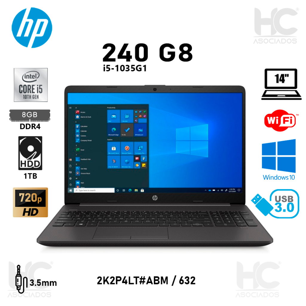 LAPTOP HP 240 G8 CORE I5-1035G1 14" (2K2P4LT#ABM) 632 / 8GB DDR4 / 1TB ...