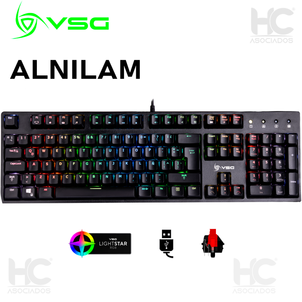 TECLADO VSG ALNILAM (VG-KM983-BLK-RED) GAMING / MECANICO / SWITCH RED ...