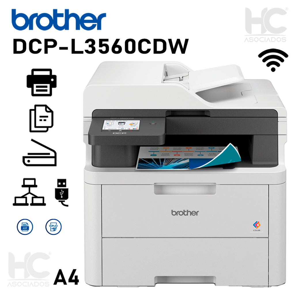 IMPRESORA MULTIFUNCIONAL LASER A COLOR BROTHER (DCP-L3560CDW) WIFI/A4/26 PPM/WHITE - Periféricos ...