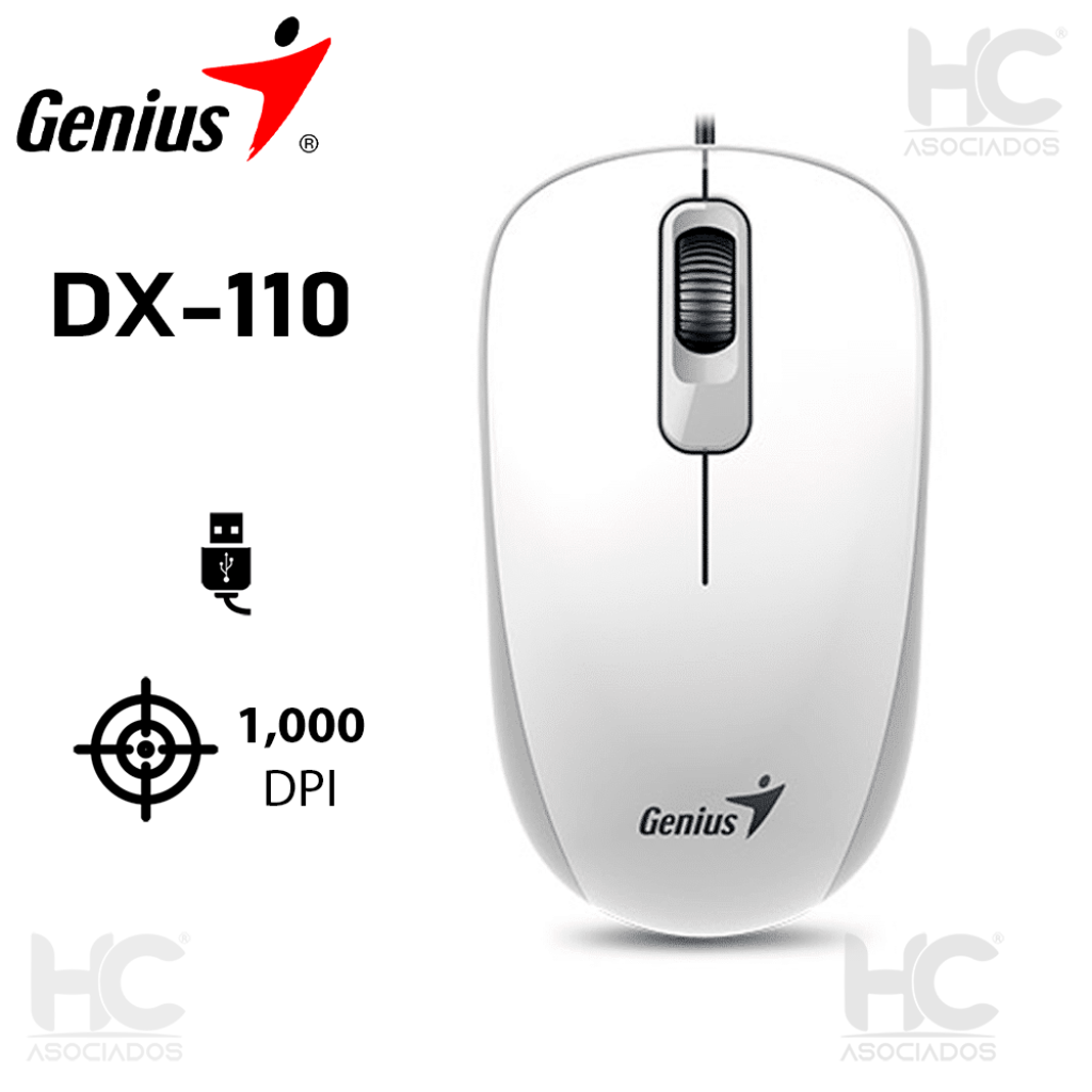 MOUSE GENIUS DX-110 (31010116102) OPTICO / CONECTOR USB / BLANCO ...